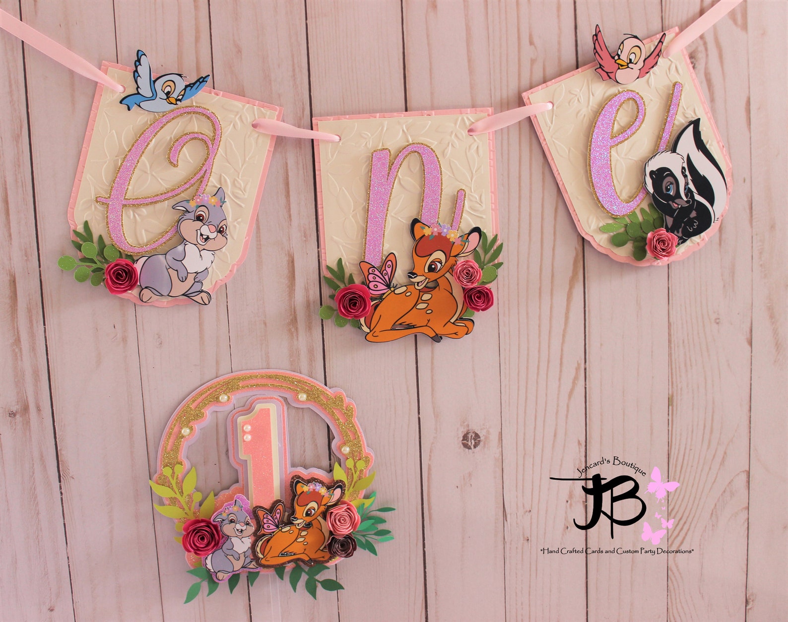 Bambi Cake Topper Bambi Floral Cake Topper Bambi First - Etsy