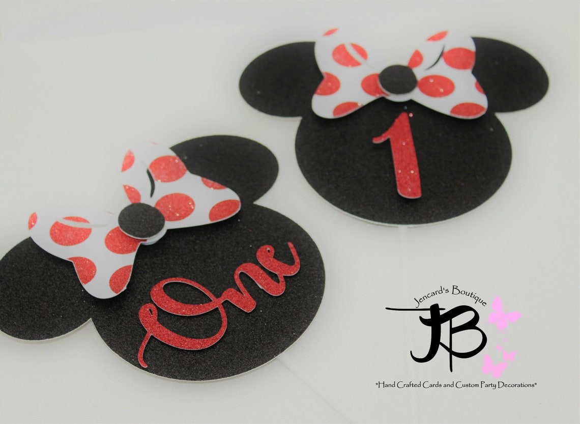 Minnie Mouse Cake Toppers Red Polka Dots Bow Minnie Mouse | Etsy