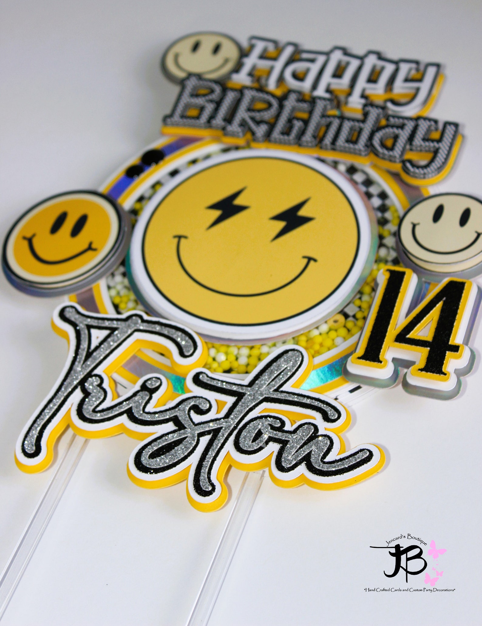 Smiley Cake Topper Preppy Cake Topper Smile Cake Topper Groovy Cake