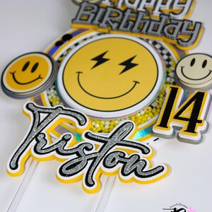 Smiley Cake Topper, Preppy Cake Topper, Smile Cake Topper, Groovy Cake ...