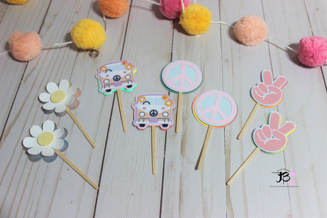 Groovy Cupcake Toppers, Groovy Retro Cupcake Toppers, Disco Cupcake ...