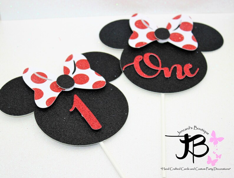Minnie Mouse Cake Toppers Red Polka Dots Bow Minnie Mouse - Etsy
