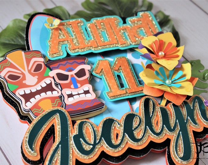 Luau Cake Topper Hawaiian Cake Topper Tropical Cake Topper Aloha