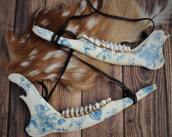 Cottage Core Deer Jawbone Wall Hanging Decor Real Bone Painted Skull ...