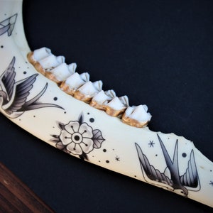 Black and Grey Tattoo Jawbone | Wall Hanging Decor Real Bone Painted ...