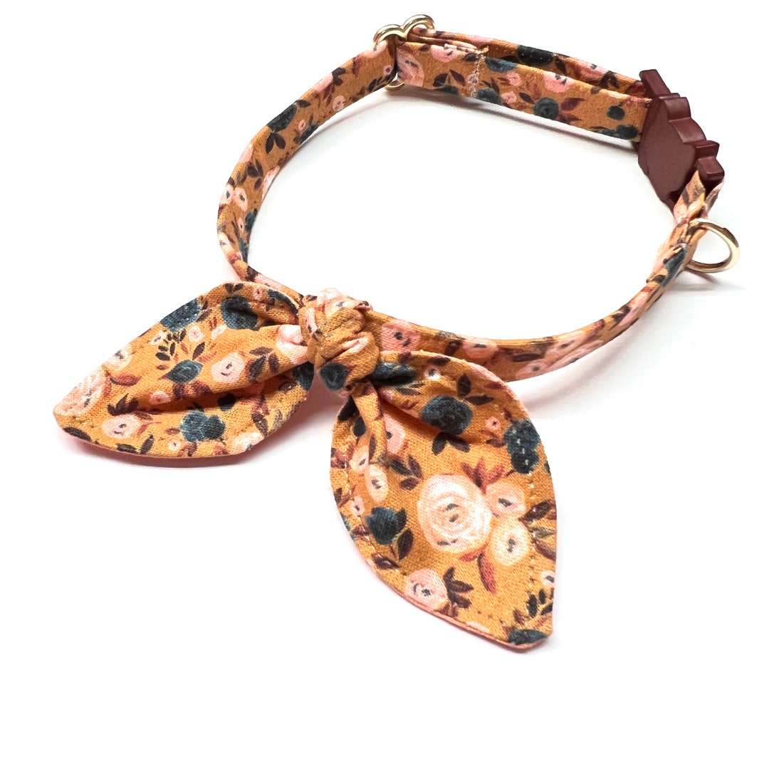 Fall Cat Collar With Bunny Ears Bow Mustard Cat Bow Tie - Etsy