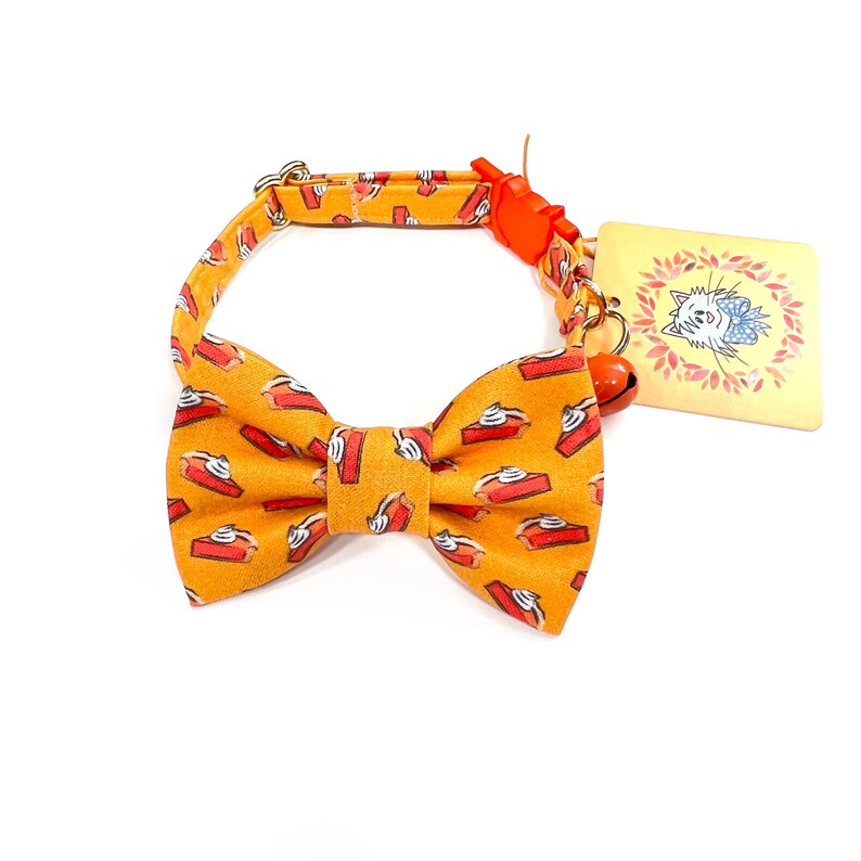 Fall Cat Bow Tie Collar Set, Pumpkin Pie Orange, Breakaway Collar - Etsy