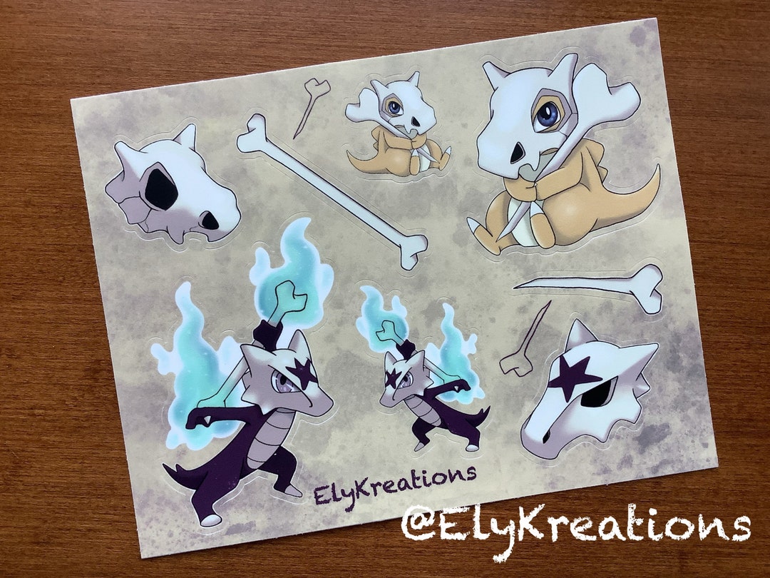Vinyl Sticker Sheet Cubone and Alolan Marowak, Waterproof, Fan Art ...