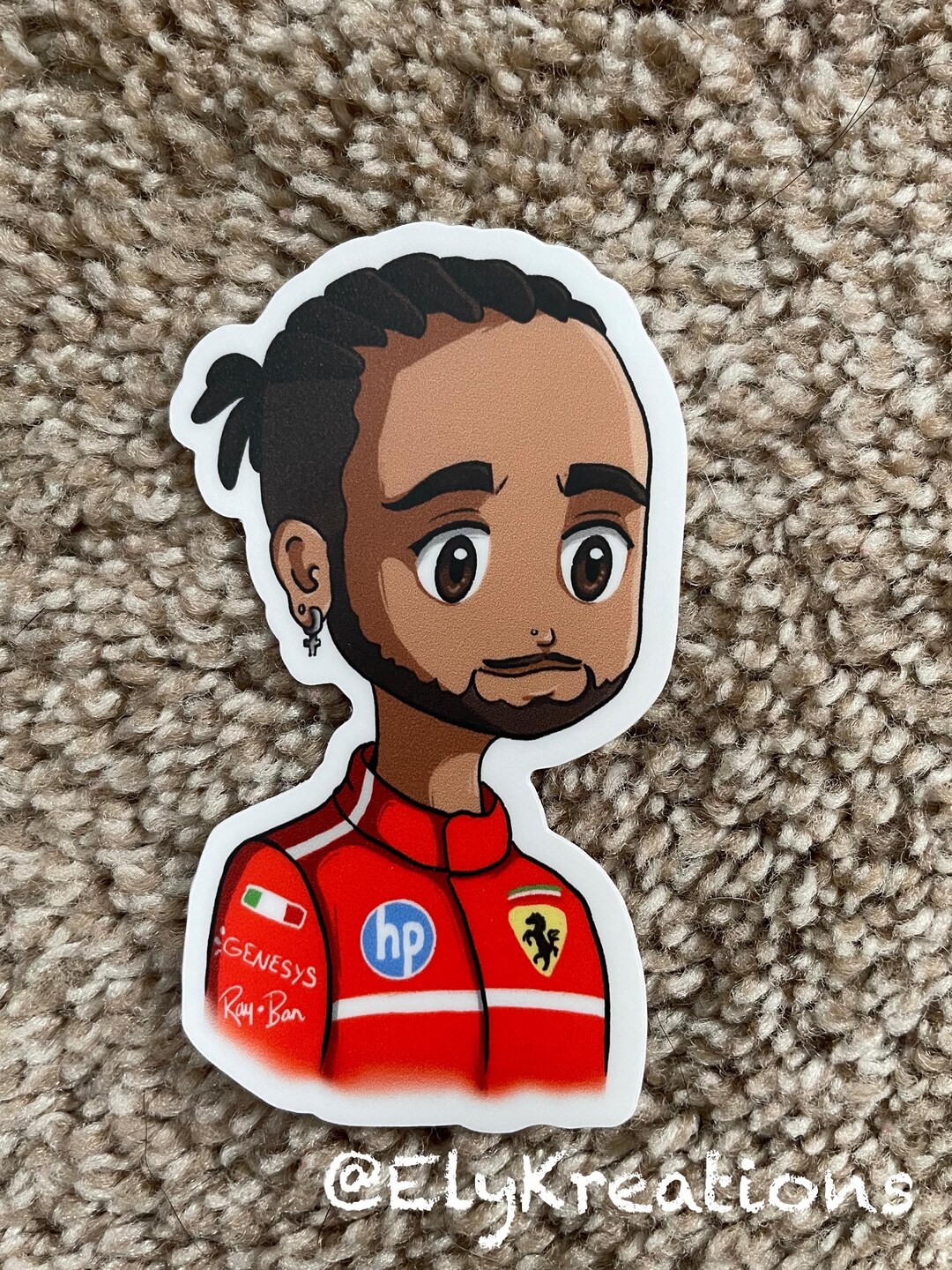 Lewis Hamilton Ferrari Vinyl Sticker: Formula 1 Anime Fanart - Etsy