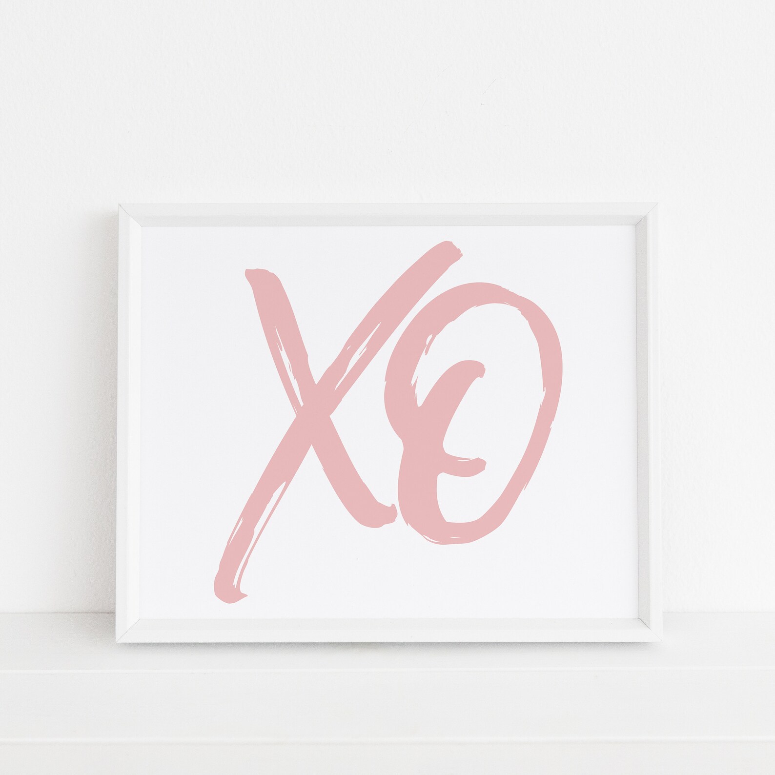 Pink XO on White Print Printable Horizontal Wall Art Rose | Etsy