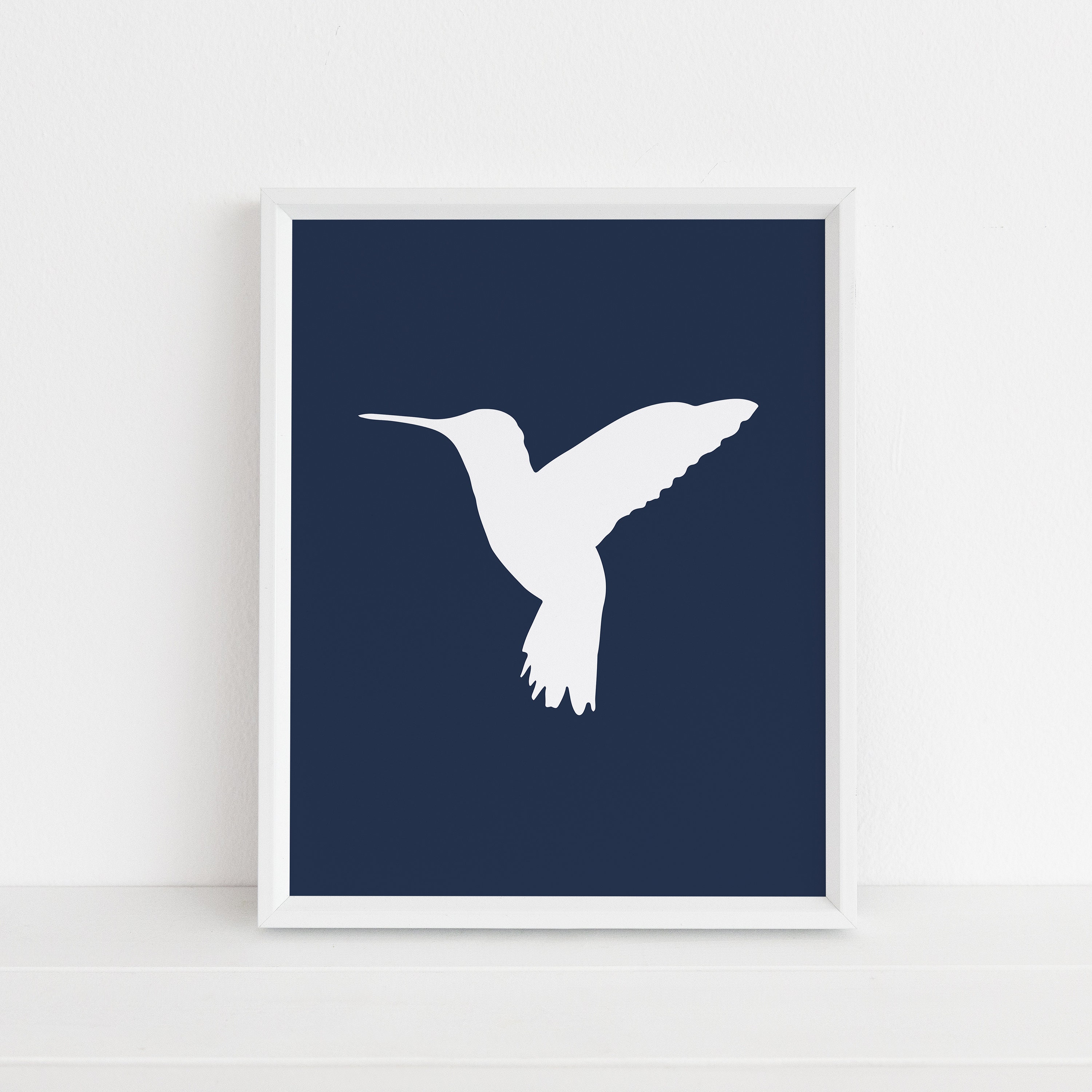 Hummingbird Print Navy Blue Bird Wall Art Modern Nursery - Etsy