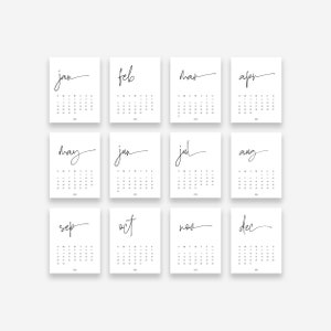 2024 Printable Clipboard Calendar, Minimalist Script Font, Monthly ...