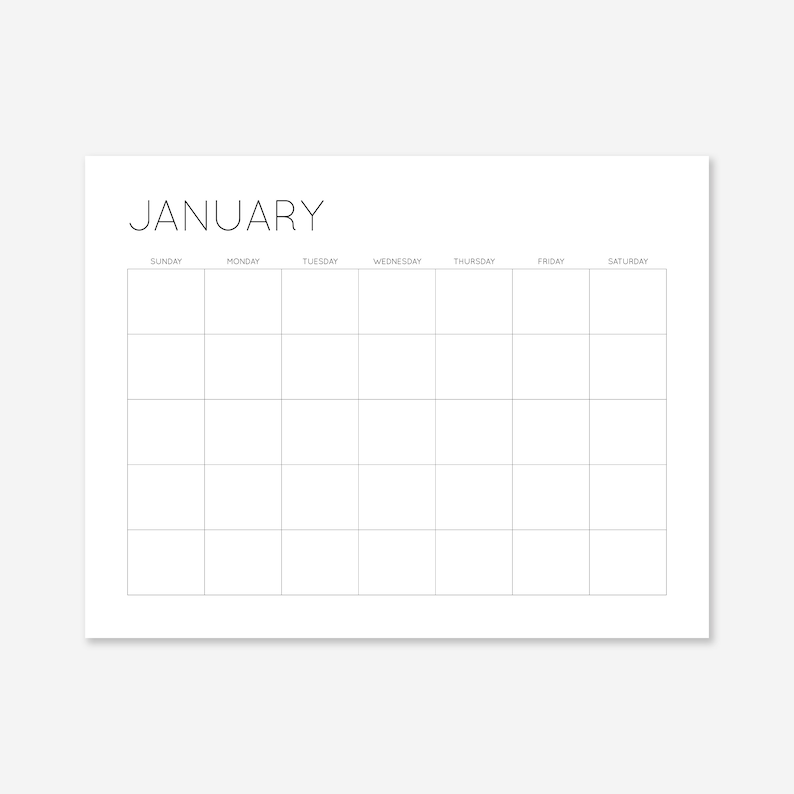 Undated Calendar Printable Blank Monthly Planner 12 Month - Etsy