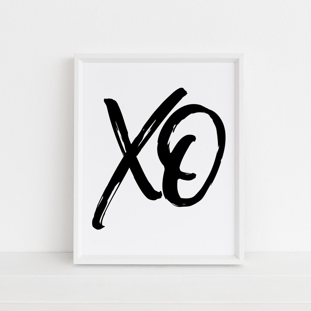 Black XO Print, Wall Art, Black and White, Hugs and Kisses Typography ...