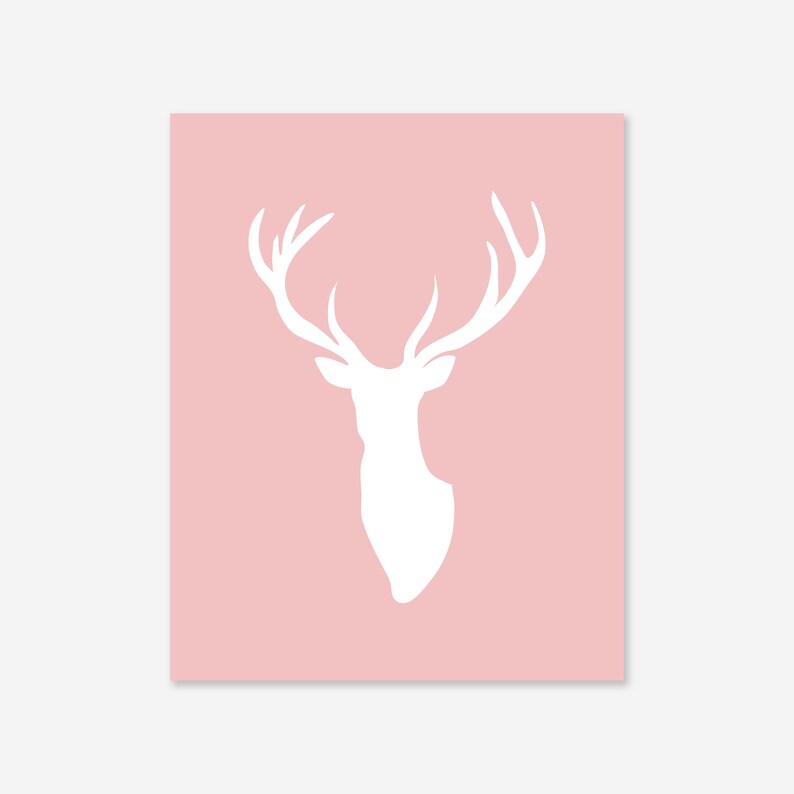Pink Deer Head Printable Modern Farmhouse Wall Art Rose Pink - Etsy
