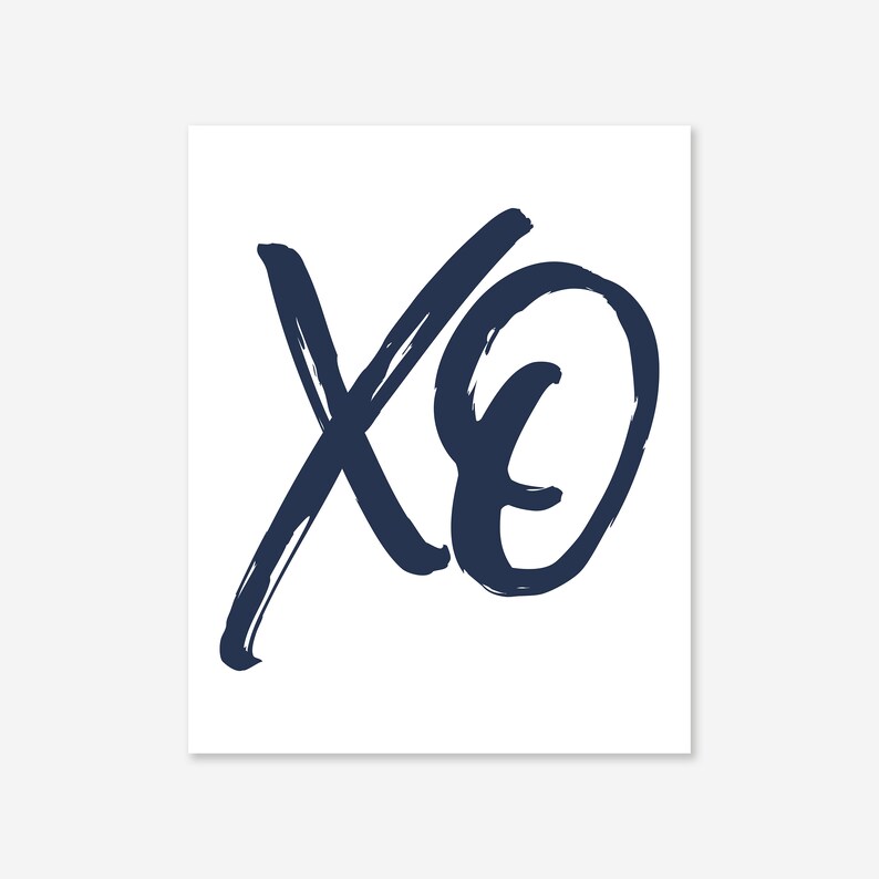 Navy Blue XO on White Print, Wall Art, Hugs and Kisses Typography ...