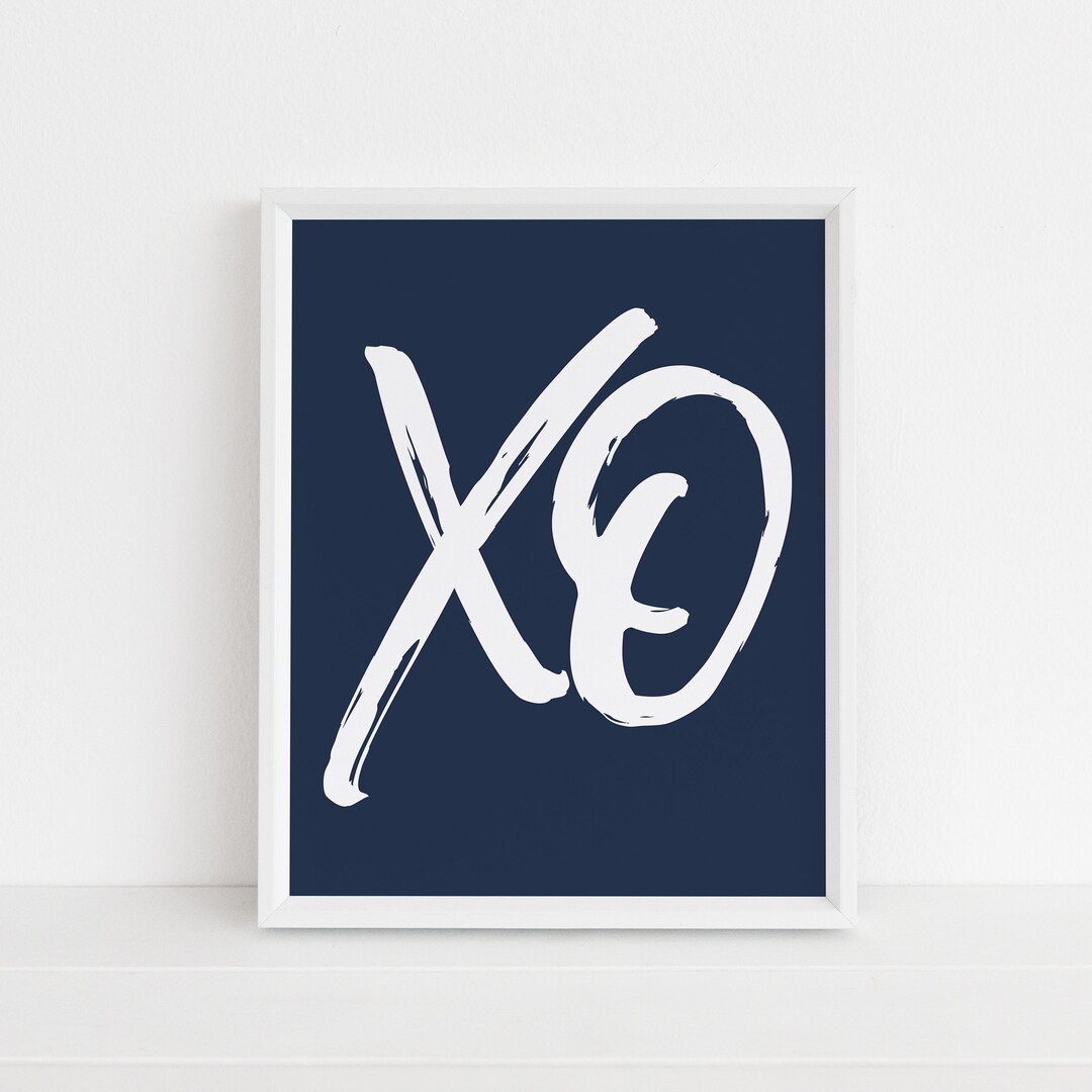 XO Navy Blue Print, Instant Download Wall Art, Blue Hugs and Kisses ...