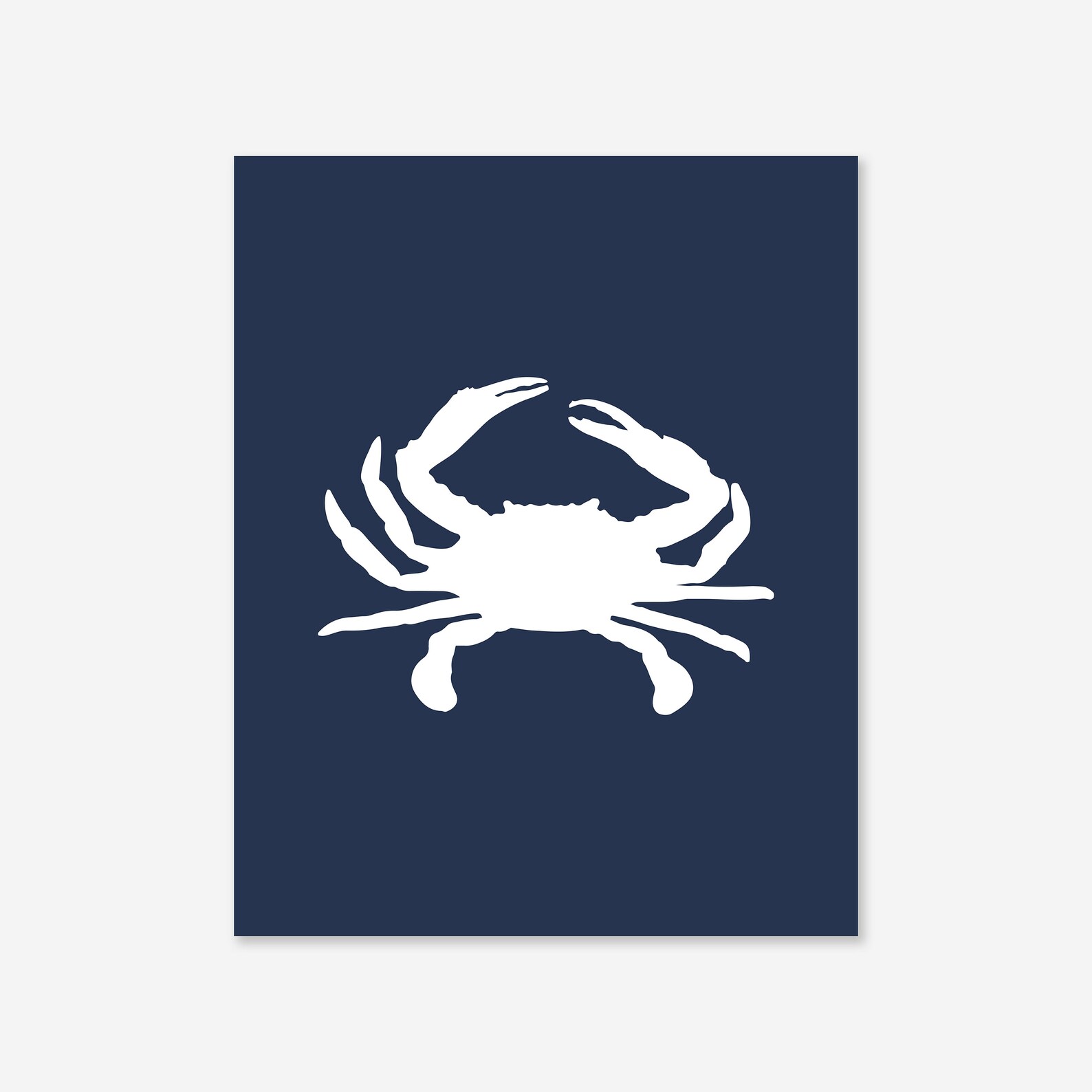 Navy Crab Print, White Crab on Navy Blue Print, Navy Nautical Wall Art ...
