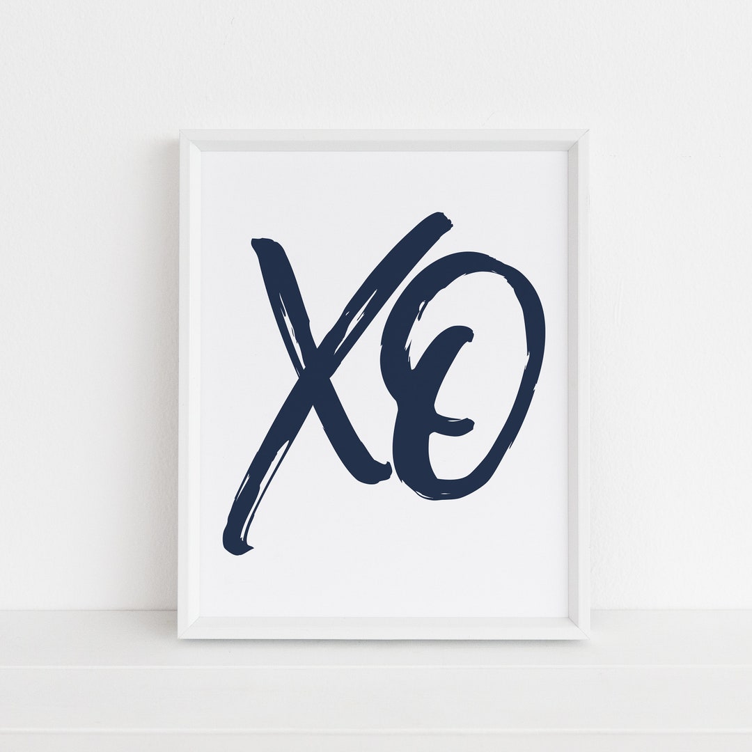 Navy Blue XO on White Print, Wall Art, Hugs and Kisses Typography ...
