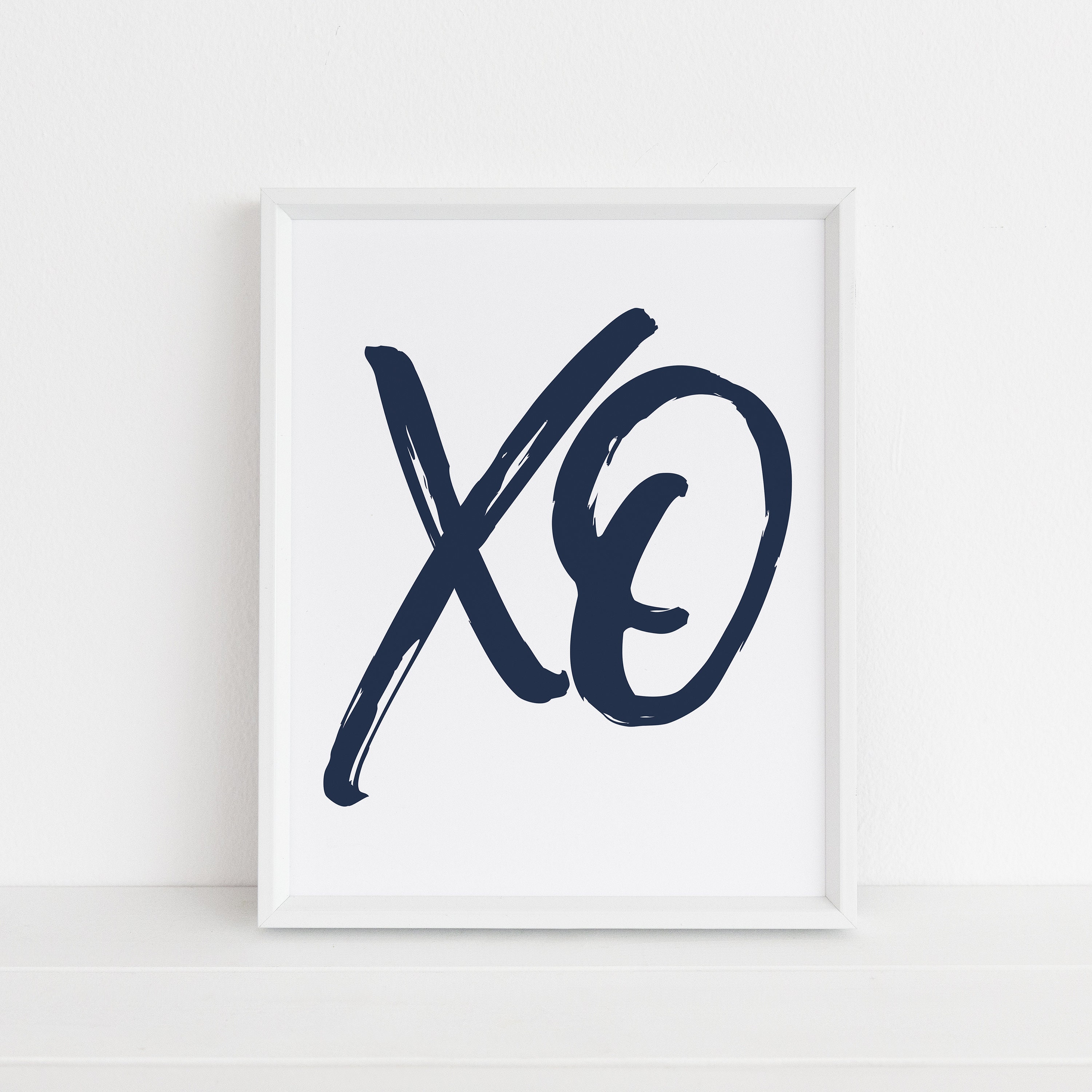 Navy Blue XO on White Print, Wall Art, Hugs and Kisses Typography ...