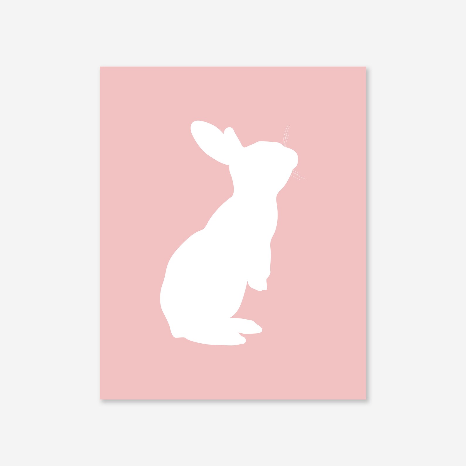 Pink Rabbit Printable White Standing Rabbit Silhouette on - Etsy