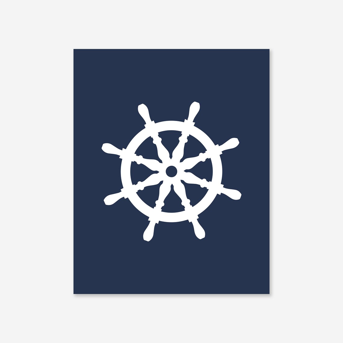 Navy Ship Helm Print Navy Ship Wheel Blue and White Print - Etsy