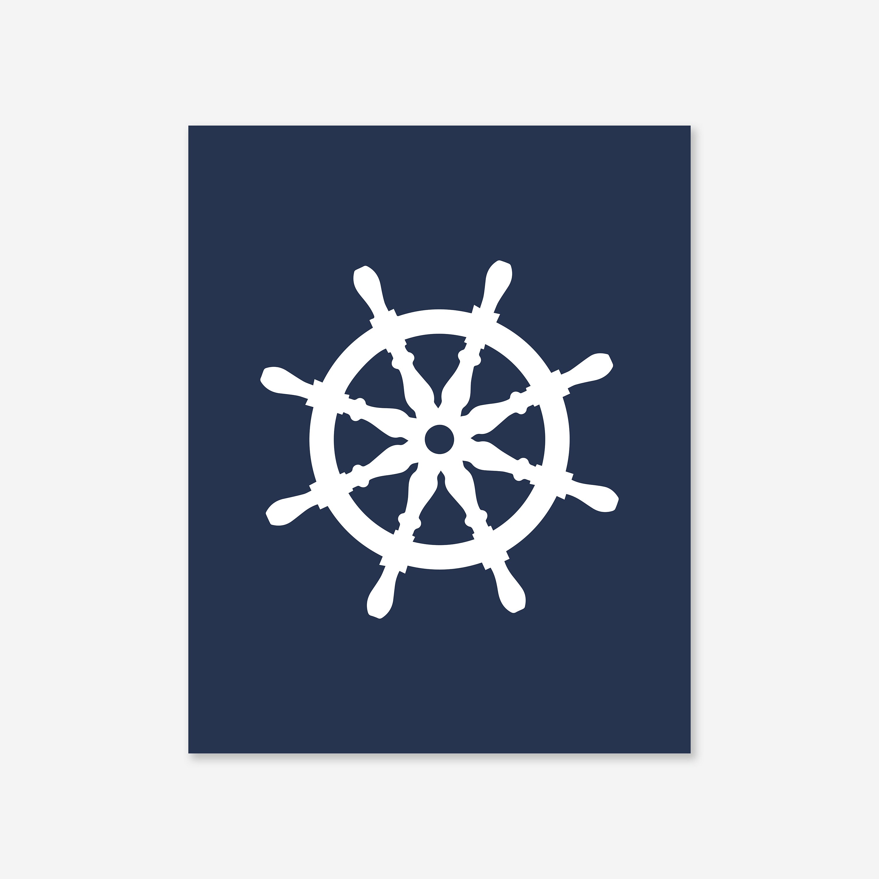 Navy Ship Helm Print Navy Ship Wheel Blue and White Print - Etsy