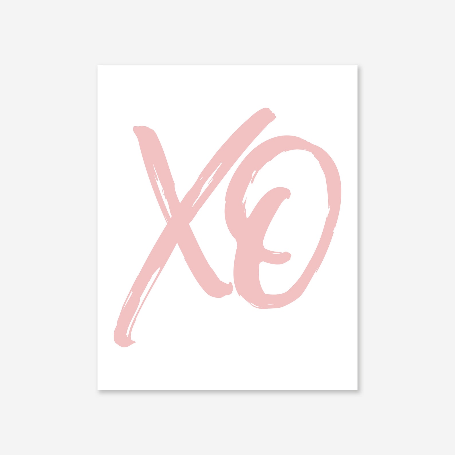 Pink XO on White Print, Instant Download Wall Art, Rose Pink Hugs and ...