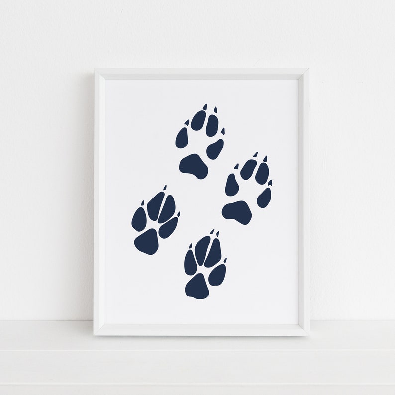 Navy Blue Fox Paw Prints on White Print Animal Wall Art - Etsy