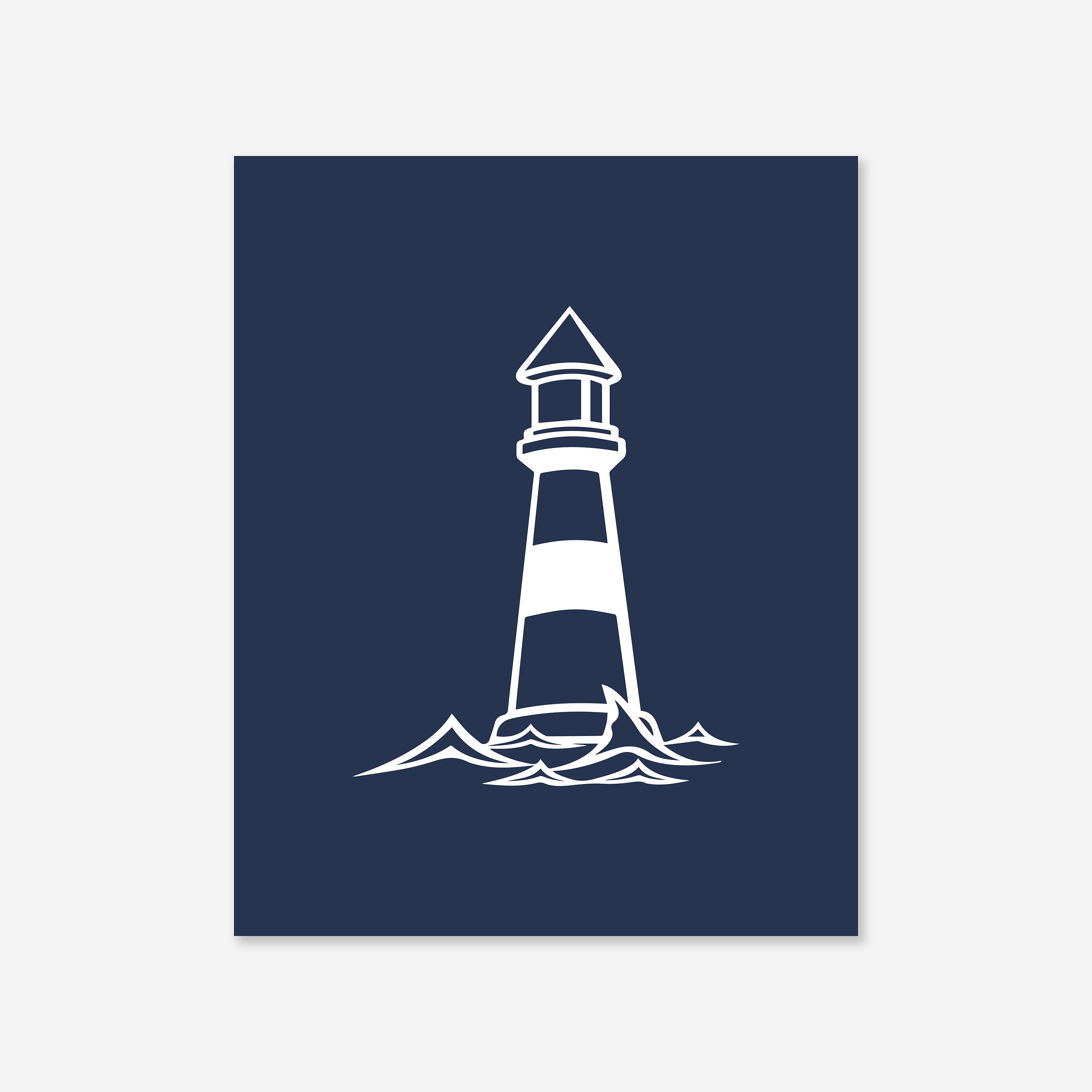 Navy Lighthouse Print, Blue and White Nautical Print, Ocean Nautical ...