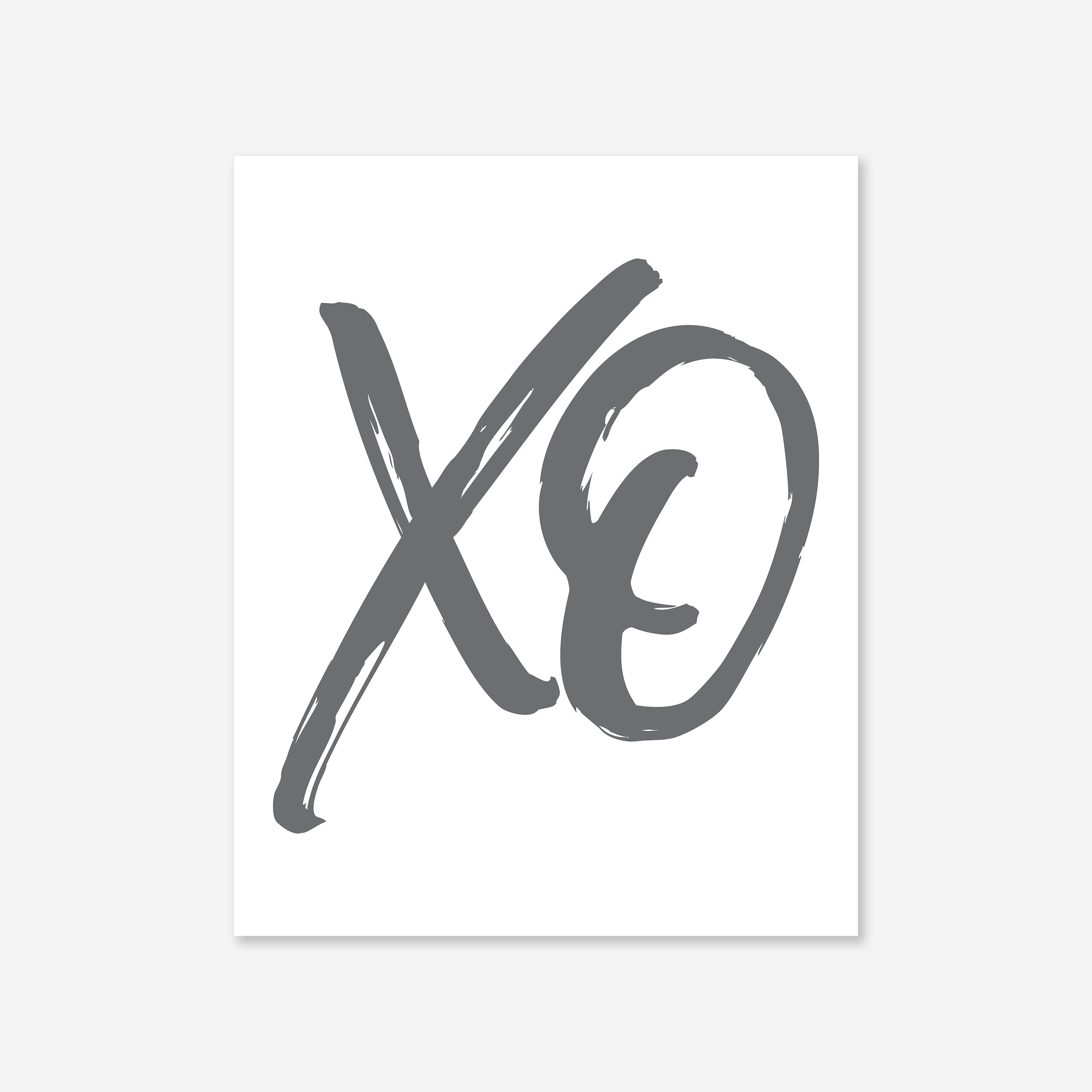 Gray XO Print, Downloadable Wall Art, Printable Hugs and Kisses ...