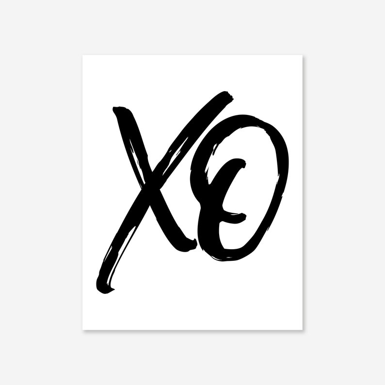 Black XO Print Wall Art Black and White Hugs and Kisses - Etsy