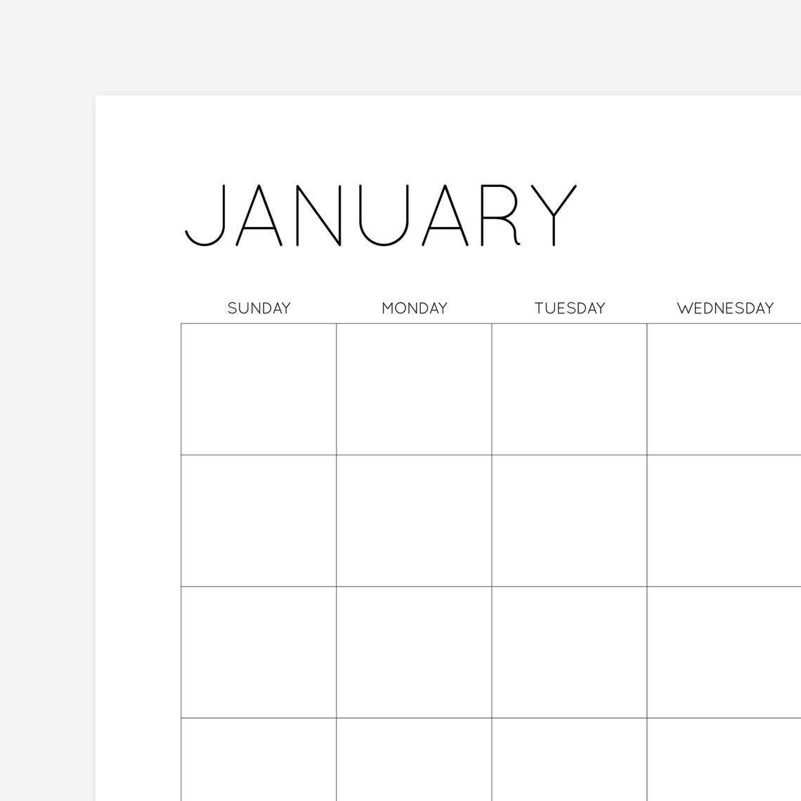 Undated Calendar Printable Blank Monthly Planner 12 Month | Etsy