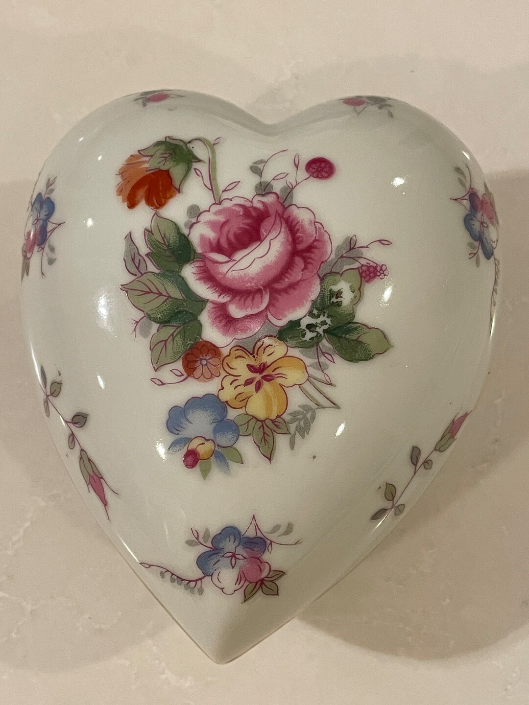 Vintage Large Heart Trinket Box - Etsy
