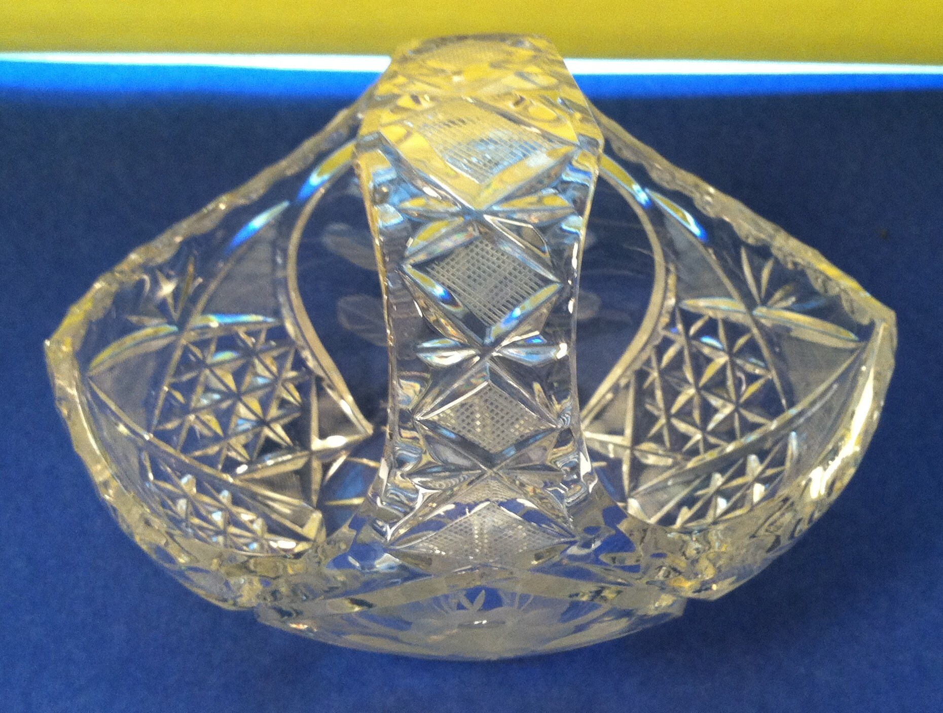 Crystal Wheel Cut Basket With Roses 1960 - Etsy