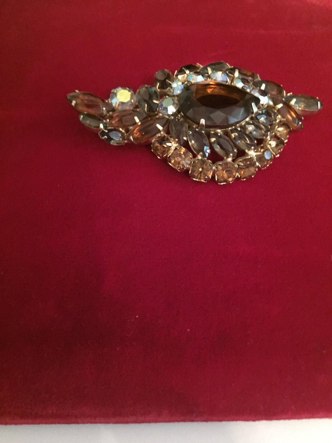 Vintage Amber Rhinestone Pin: Multicolored Crystal Brooch - Etsy