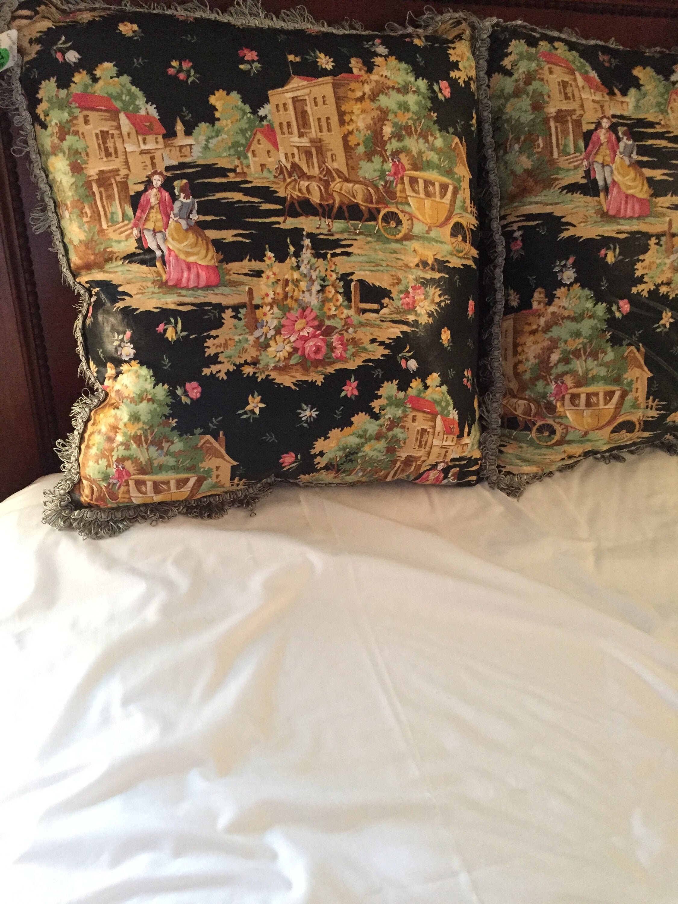 Vintage Pair of English Chintz Pillows - Etsy
