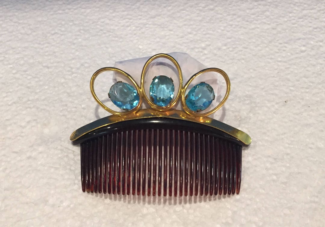 Vintage Jeweled Hair Comb - Etsy