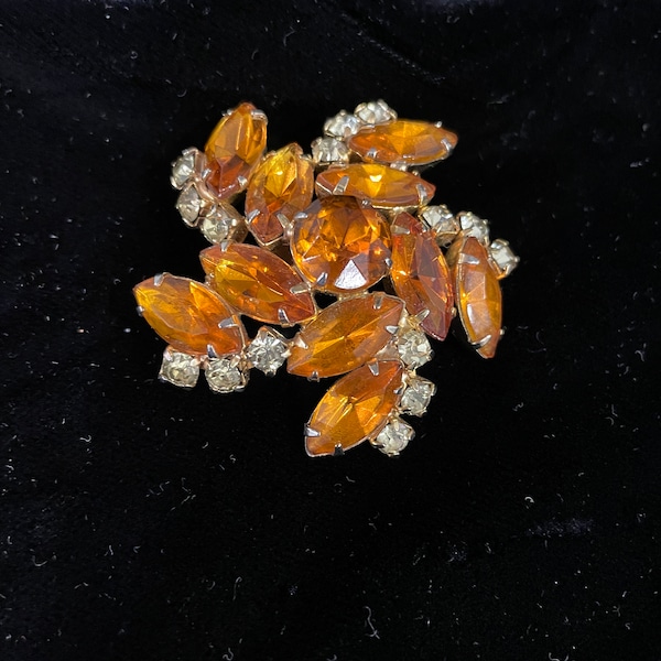 Amber Rhinestone Pin - Etsy
