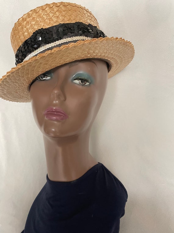 Vintage straw boater custom made - Gem