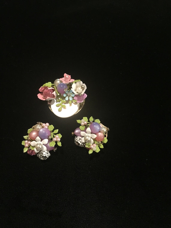 Vintage Pin And Earrings Gem