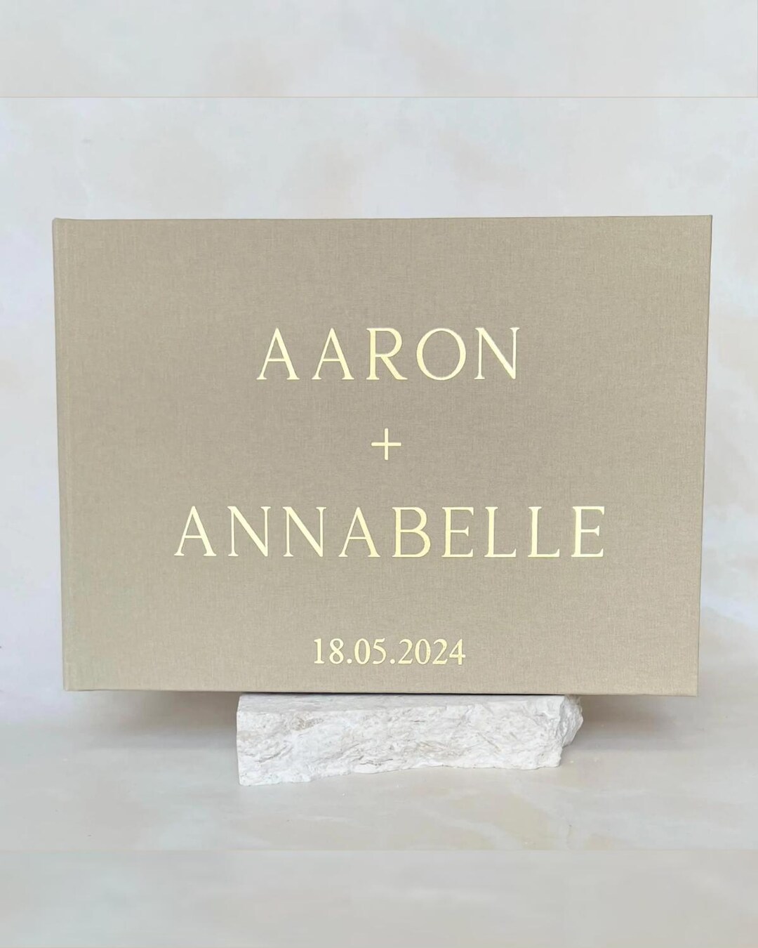 Personalised Wedding Guest Book | Gold Lettering, Fabric Cover - Etsy