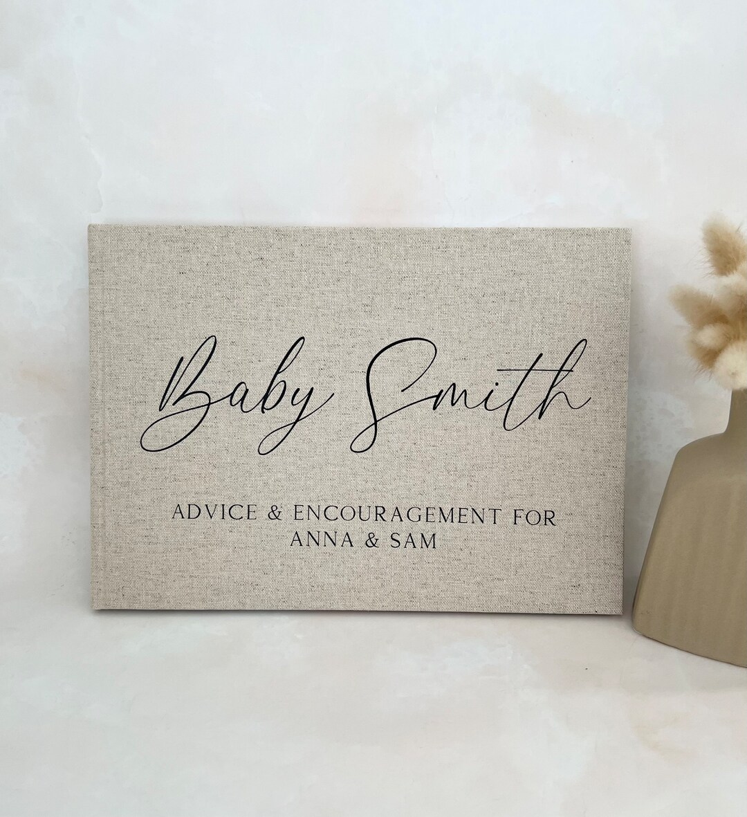 Custom Baby Shower Guest Book | Personalised Linen Baby Book | Baby ...