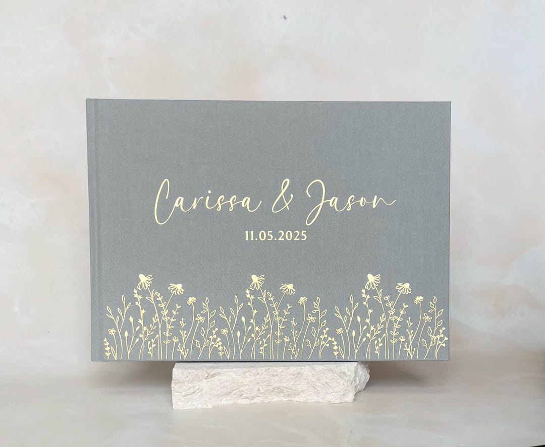 Wildflower Wedding Guest Book | Linen Guest Book | Custom Linen Guest ...