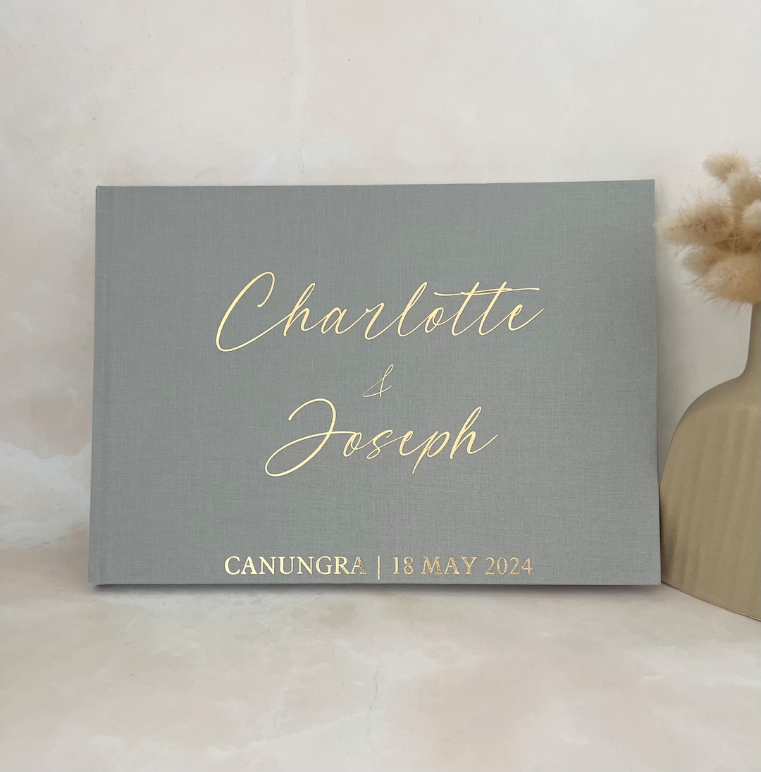 Personalised Wedding Guest Book Linen Guest Book Custom Linen Guest ...