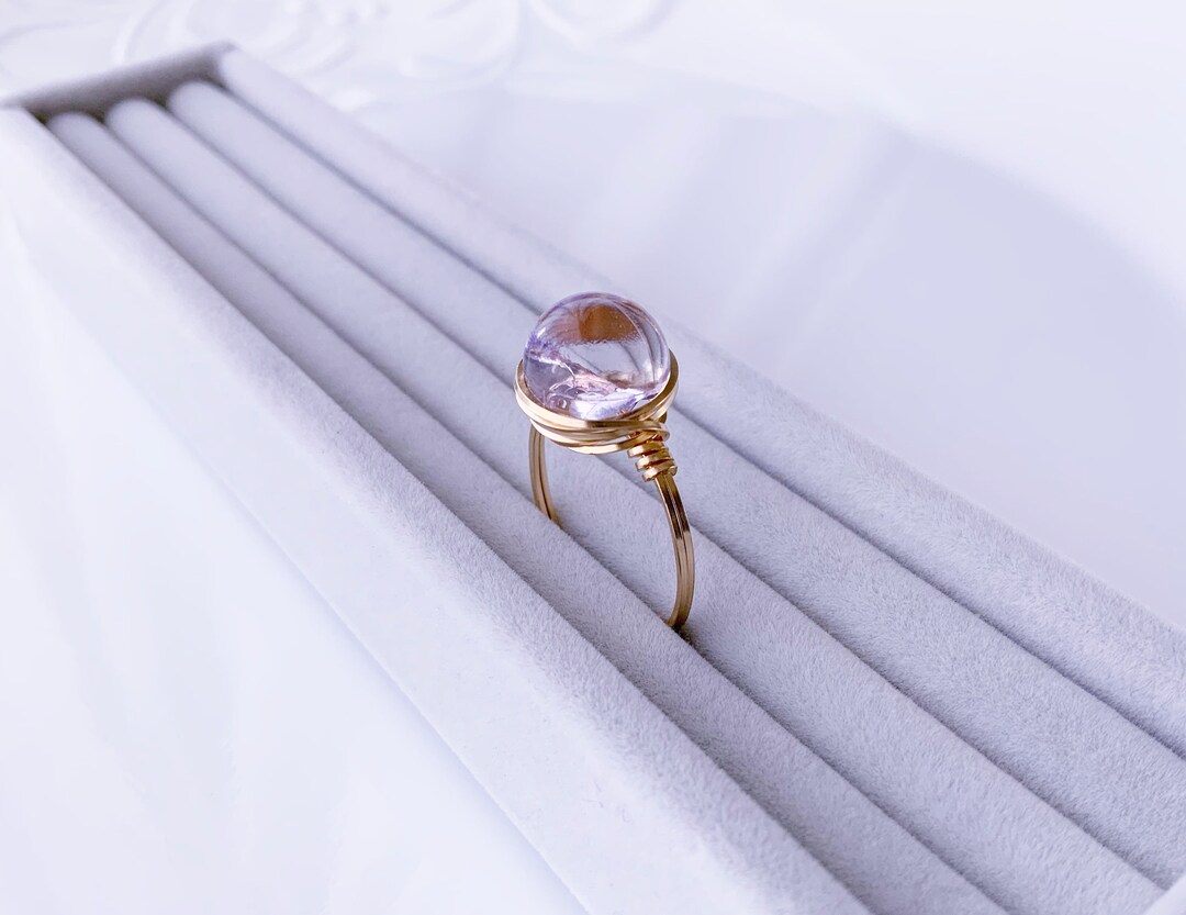 Acrylic Button Purple Color Ring Wire Wrapping Handmade 14/20 Yellow ...