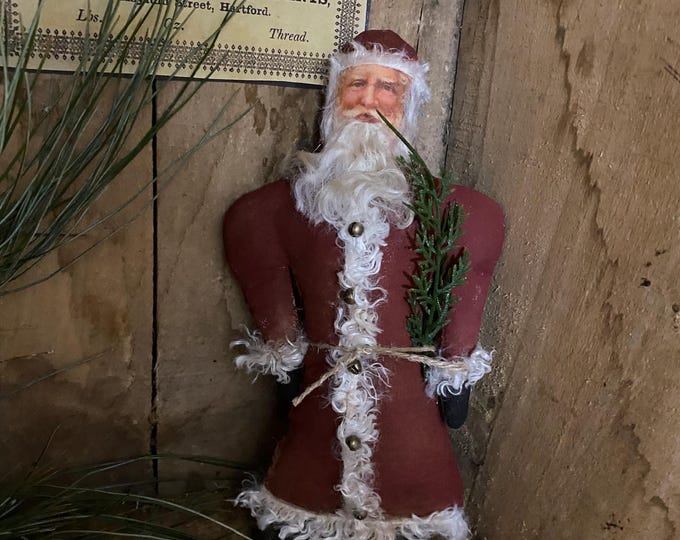Primitive Handmade Santa Ornament - Etsy