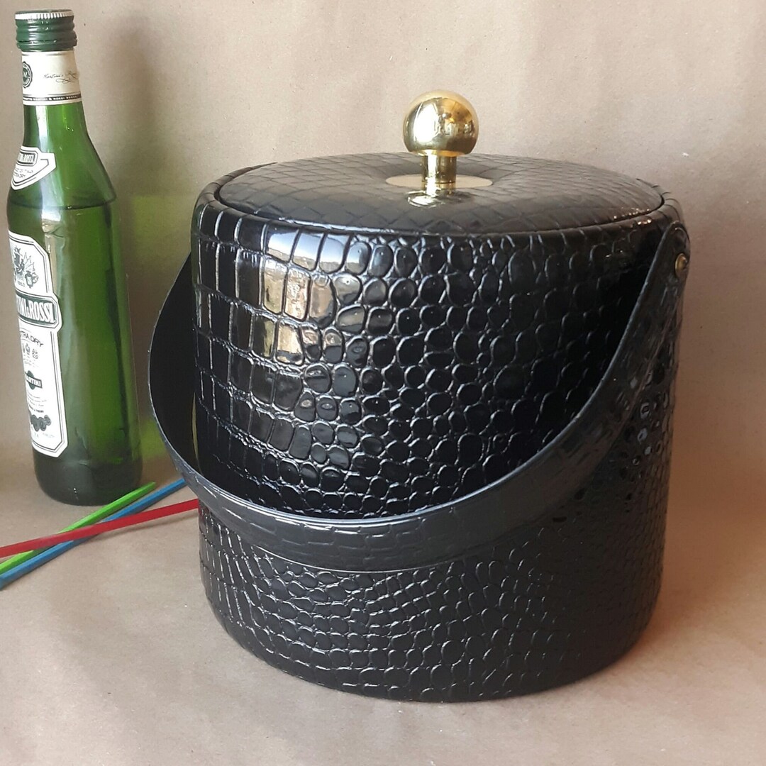 Vintage Georges Briard Ice Bucket - Black Faux Alligator - Etsy
