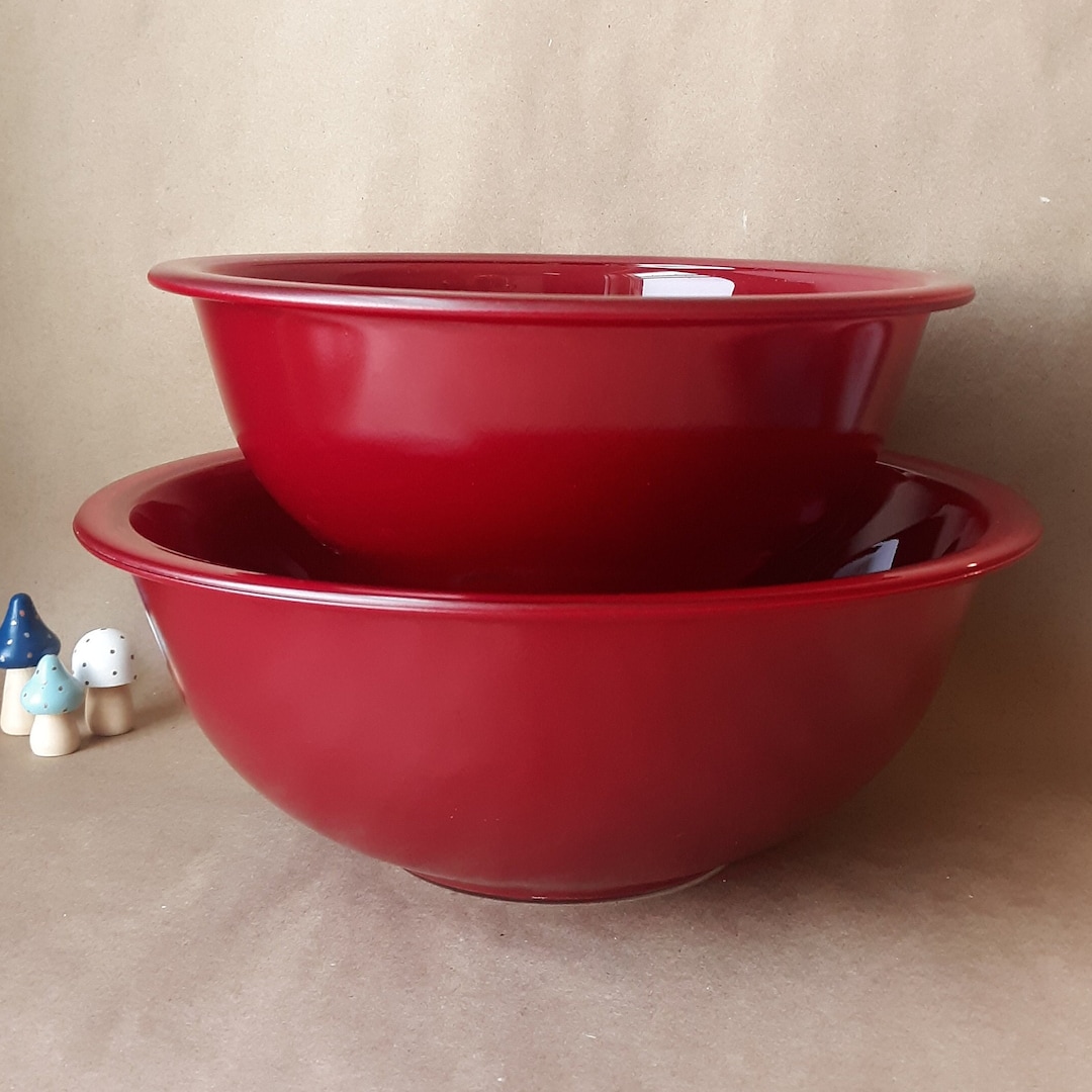 Vintage Pyrex Clear Bottom Bowls - 323 325 Dark Red Maroon - Etsy