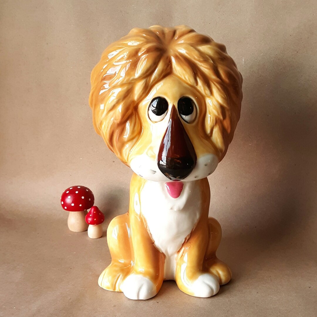 Goofy Cute Vintage Lion Piggy Bank - Etsy